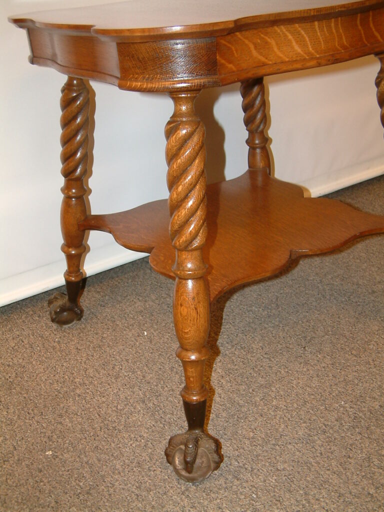 Fancy Glass Ball Oak Twist Leg Parlor Table – Salado Creek Antiques